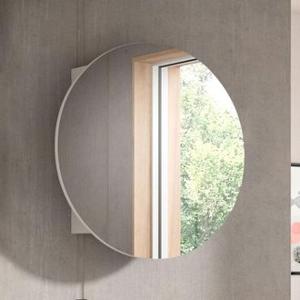 ebuy24 Armoire de toilette ronde 1 porte 70x18 cm blanc - JERBA