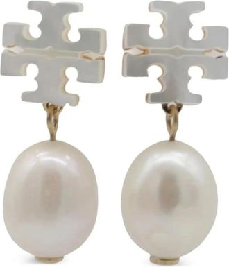 Tory Burch Femme, Accessoires, Gris, Taille: ONE Size Moondance Pearl Drop Earrings