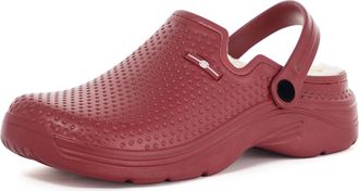 Eagsouni Clogs Hausschuhe Gef&uuml;ttert Herren Damen Winter Gartenschuhe Wasserdicht Gartenclogs Warme Pantoletten rutschfeste, Rot, 38 EU