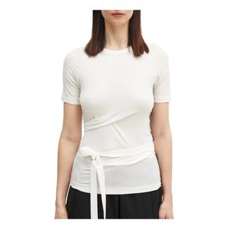 Yohji Yamamoto Tencel Kurzarm-T-Shirt - - Tops - Damen - Wei&szlig; - M