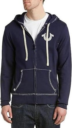 True Religion Sweat à Capuche zippé avec Logo Bouddha Sweatshirt, Bleu Marine véritable, XL Homme
