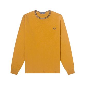 Fred Perry Twin Tipped Langarm T-Shirt - - Tops - Herren - Braun - XS