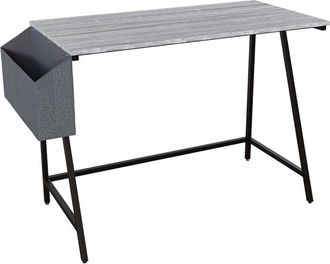 Home Discount Brooklyn Bureau Informatique Compact avec Panier de Rangement Table Gaming / Étude H 75 x L 112 x P 50 cm, Gris