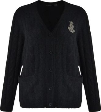Ralph Lauren 200B27529 001 Klassischer V-Ausschnitt-Strickjacke - - Knitwear - Damen - Schwarzk - S