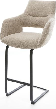 DELIFE Barstuhl Yago-Flex Boucl&eacute; Schlamm Freischwinger Flach Metall Schwarz Taschenfederkern, Barst&uuml;hle