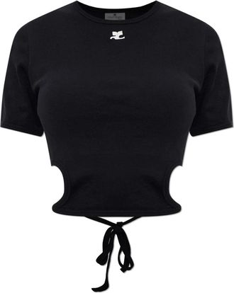 Courr&egrave;ges Femme, Tops, Noir, Taille: 38 FR Haut Asym&eacute;trique avec D&eacute;coratif