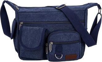 Generic Sac &agrave; dos en toile pour homme - Grande capacit&eacute; - Sac &agrave; dos d&eacute;contract&eacute; et sac &agrave; bandouli&egrave;re pour un usage quotidien, bleu, Taille unique, Style uniqu