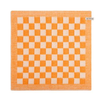 Knit Factory K&uuml;chentuch Block - K&uuml;chenhandt&uuml;cher - Abtrockent&uuml;cher f&uuml;r die K&uuml;che - K&uuml;chen Must Haves - Block Motiv - Ecru/Orange - Traditioneller Look - 50x50 cm