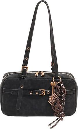 Generic Sac &agrave; bandouli&egrave;re en cuir synth&eacute;tique tendance avec sangle r&eacute;glable pour femme, travail, shopping, voyage, Noir, 360.00x320.00x110.00mm