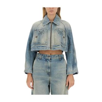 Palm Angels Paris LW Cropped Denim Jacket - - Jackets - Damen - Blau - M