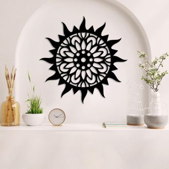 Generic Schwarzes Wandbild aus Metall mit Sonnenstrahlmotiv, Wanddekoration aus Metall f&uuml;r Wohnzimmer, Schlafzimmer, Terrasse, Moderne Skulptur mit Sonnenstra
