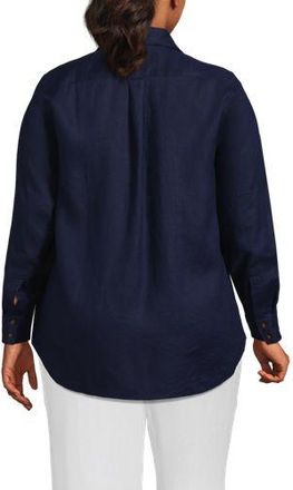 Lands End Leinenbluse, Damen, Größe:52-54 plus, Blau, Leinen, by Lands End