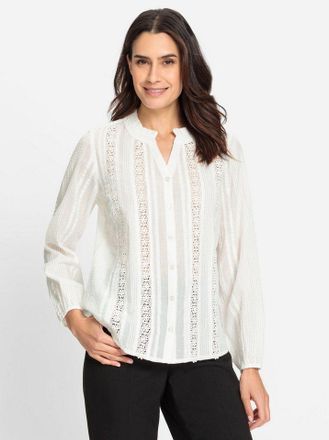 Witt Klassische Bluse Spitzen-Bluse Langarm