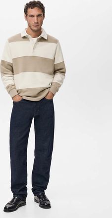 Mango Sweat-shirt polo rayures marron moyen - Homme - XXL - MANGO MAN