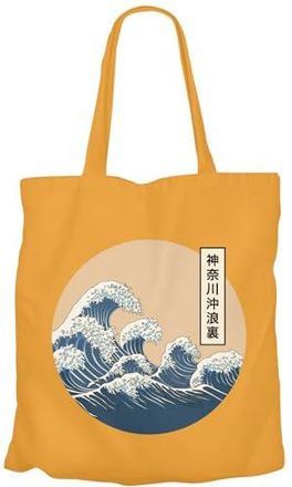 Fabulous Tote Bag Sac Shopping en Toile Orange - Hokusai Grandes Vagues Japon Asie Culture Mer - 10 L