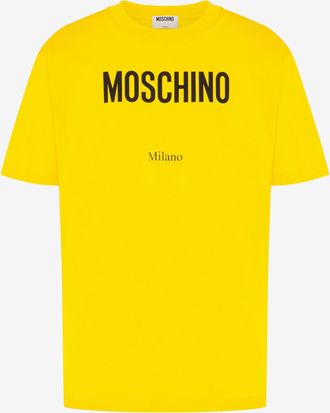 Moschino T-shirt en jersey de coton biologique imprim&eacute; - Jaune