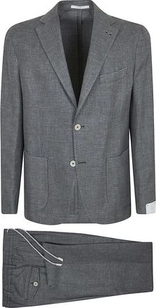 Eleventy Homme, Costumes, Gris, Taille: XL Costume Crois&eacute; &agrave; Revers Crant&eacute;s
