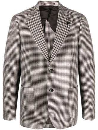 Lardini blazer en laine &agrave; motif pied-de-poule - Gris