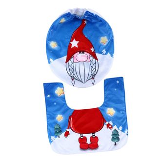 Aboofan Weihnachtlicher Wc-sitzbezug Und Badematte Mit Weihnachtsmotiven Waschbar Passend F&uuml;r Standard-wc-Deckel Wiederverwendbar