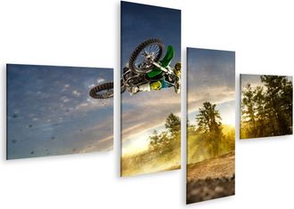 Islandburner Bild auf Leinwand Dirt Bike Motocross Rider Flying High Kinderzimmer Bilder Wandbilder Poster