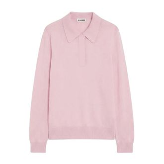 Jil Sander Strick-Poloshirt mit langen &Auml;rmeln - - Tops - Herren - Rosa - M
