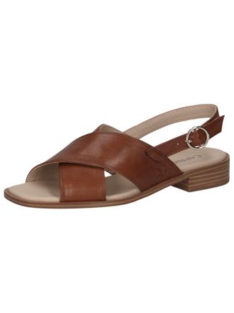 Caprice Damen Sandalen flach aus Leder Elegant, Braun (Cognac Nappa), 39 EU