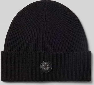 HUGO BOSS M&uuml;tze aus Wolle mit Logo-Badge
