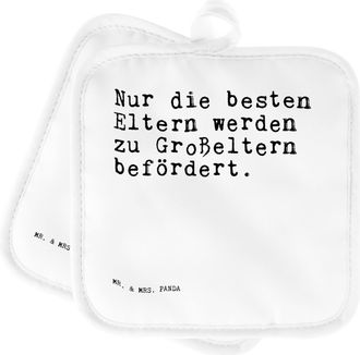 Mr. & Mrs. Panda Topfuntersetzer Nur die besten Eltern... - Geschenk, Großeltern Geschenk, Enkel Geburt, Topflappen 2er Set, schöner Spruch, Sprüche