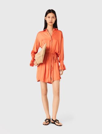Maje Kurzes Satin-kleid - Orange - Gr&ouml;&szlig;e 34 - Maje