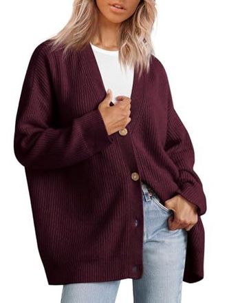 Generic Tenues dautomne &agrave; manches longues pour femme - Cardigan ample et court - Manteaux d&eacute;contract&eacute;s et doux pour lautomne, bordeaux, XXL