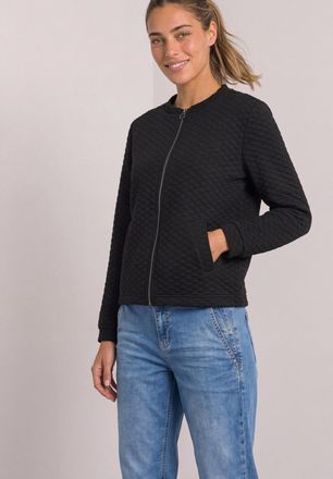 Street One Cardigan STREET ONE, Damen, Gr. 34, schwarz, Stoff, 70% Polyester, 25% Viskose, 5% Elasthan, unifarben, comfort fit normal, Rundhals, B&uuml;ndchen, Strick