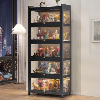 Generic 5-stöckige Vitrine, Kuriositätenkabinett mit Acrylglastüren, Großer Stauraum, for Spielzimmer, Schlafzimmer(Black,60cm/23.6in)