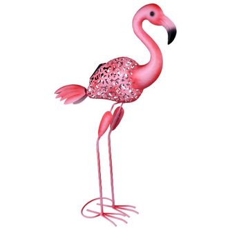 Globo Lighting Solarlampen f&uuml;r Au&szlig;en Figur Garten Skulptur Au&szlig;enleuchte Solar Gartenlampen Flamingo Form, mit Erdspie&szlig; pink, 1x LED, H 74 cm