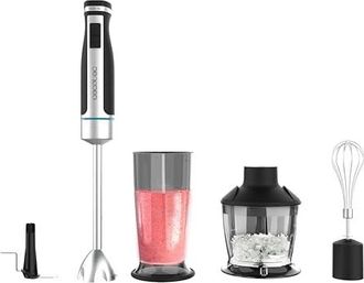 Cecotec Hand- Mixer PowerGear 1500 - Klingen aus Titanium Beschichtung, 21 Geschwindigkeitsstufen, 1500 W, Inklusiv Glas mit Deckel. (Schwarz und Edelstahl, X