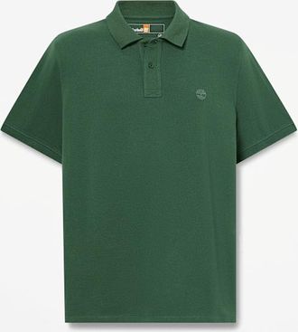 Timberland Kurz&auml;rmeliges Millers River Piqu&eacute;-Polohemd f&uuml;r Herren in Dunkelgr&uuml;n, Herren, Gr&uuml;n, Gr&ouml;&szlig;e