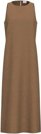 Marella Femme, Robes, Brun, Taille: 42 FR Robe Midi en Lin D&eacute;lav&eacute;
