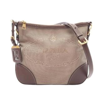 Prada Sac bandouli&egrave;re en toile et cuir jacquard logo Pre-owned - Femme - Pre-owned - Beige - Taille: ONE Size