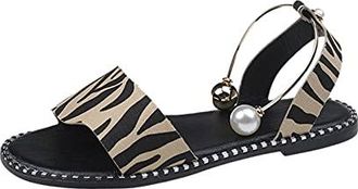 Generic Chaussures de plage pour femme - Chaussures d&eacute;t&eacute; plates &agrave; paillettes - Bout rond - Sandales d&eacute;t&eacute; antid&eacute;rapantes d&eacute;contract&eacute;es et respirantes - Chaussu