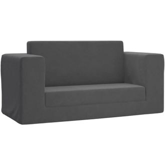 vidaXL Vidaxl - Kinder-Schlafsofa 2-Sitzer Anthrazit Weicher Pl&uuml;sch