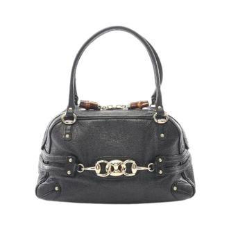 Gucci Sac &agrave; main en cuir Bamboo Horsebit Pre-owned - Femme - Pre-owned - Noir - Taille: ONE Size
