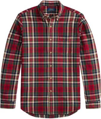 Polo Ralph Lauren Chemise Oxford &agrave; carreaux bross&eacute;e Custom-Fit - Homme - Chemises - Rouge - Taille: XL