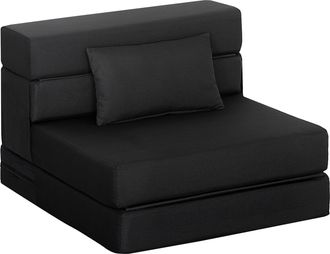 HOMCOM Klappsessel 1-Sitzer 3 in 1, Klappsessel Bett, Chauffeuse 1-Sitzer in Flanell mit breiter Sitzfl&auml;che, inkl. Kissen, Klappmatratze 210 cm f&uuml;r G&auml;ste, Wo