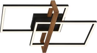 Briloner LED Deckenlampe Frame, LED Deckenleuchte mit warmwei&szlig;er Lichtfarbe, 34W Lampe mit Holzrahmen, Wohnzimmerlampe, Schlafzimmerlampe, 505x315x110 mm (LxBx