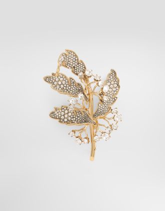 Dolce & Gabbana Brosche Mit Blattmotiv - Mann Bijoux Gold Metall Pz