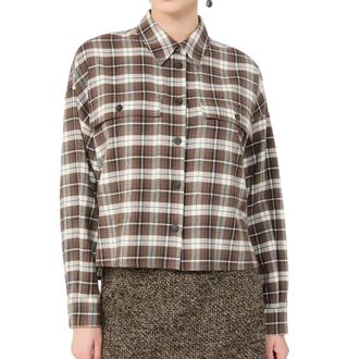 Max Mara Wool-Cotton Flannel Check Shirt - Brown