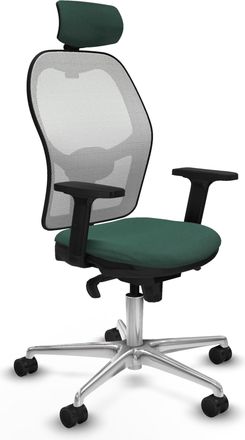 Piqueras y Crespo Gepolsterter B&uuml;rostuhl mit 2D-Armlehnen, h&ouml;henverstellbare Lendenwirbelst&uuml;tze und h&ouml;henverstellbares Kopfteil, in H&ouml;he und Neigung, Wei&szlig;/Flaschengr&uuml;n