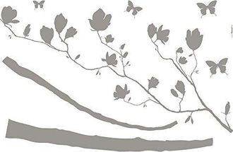 Komar Deco-Sticker ARABESQUE | 100 x 70 cm | Wandtattoo, Wandbild, Wandsticker, Wandaufkleber, Walltattoo, Schmetterlingen, Blumen, Magnolien, Blüten | 1771