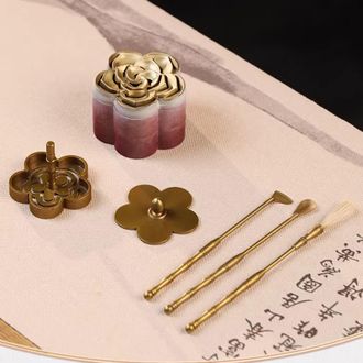 Generic 6 Pcs Brass Incense Burner Tool Set, Incense Making Kit, with Incense Press Spoon/Shovel Brush, Home Fragrance for Relaxation, Meditation, Aromatherap