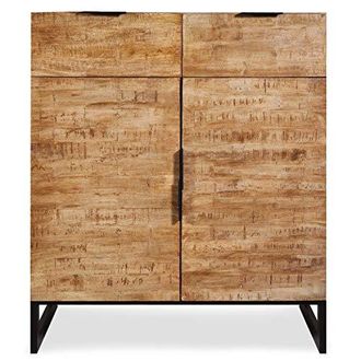 Menzzo Commode 2 tiroirs et 2 Portes battantes Panara Ch&ecirc;ne Clair