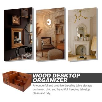 BESTONZON Schreibtisch Organizer aus Holz mit Schubladen Kosmetik und Make Up Aufbewahrungsbox Organizer für Büroartikel und Hautpflege Stabiler Schubladenschra